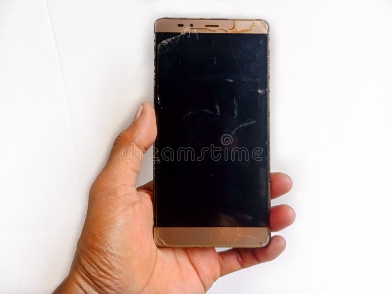 Old Cell Phone Cracked Screen and Hand Stock Photo - Image of cell ...