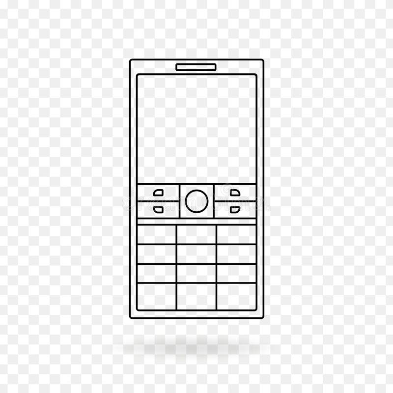 Old Fashioned Keypad Mobile Phone Line Art Icon Editable Stroke, Call ...