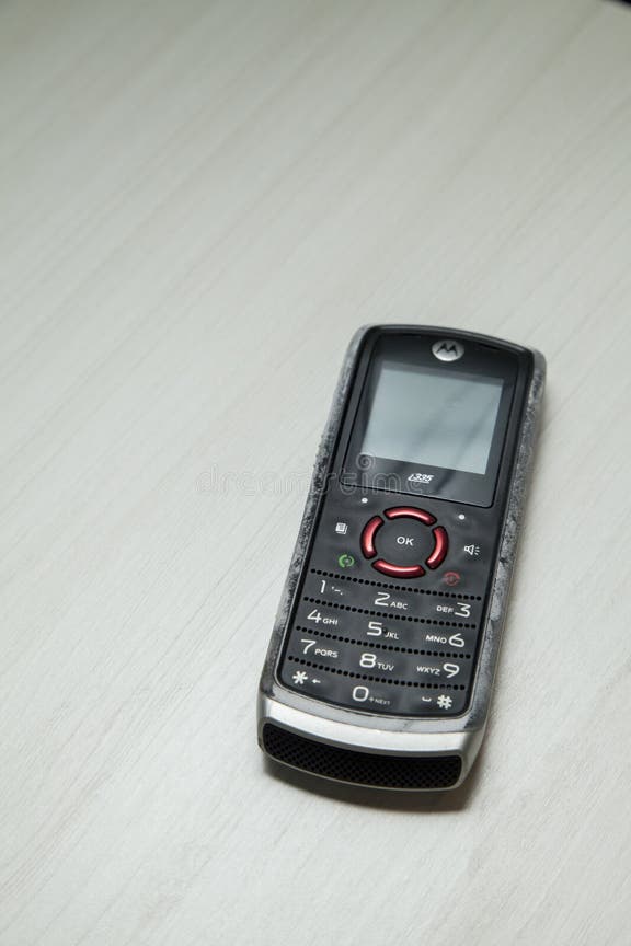 Old Cellular Device Placed on the Table Top in the Home Office Stock ...