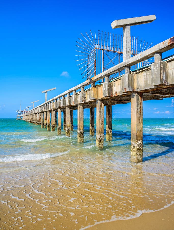 Old Cement Broken Pier at the Sea. Stock Image - Image of cement, ocean ...