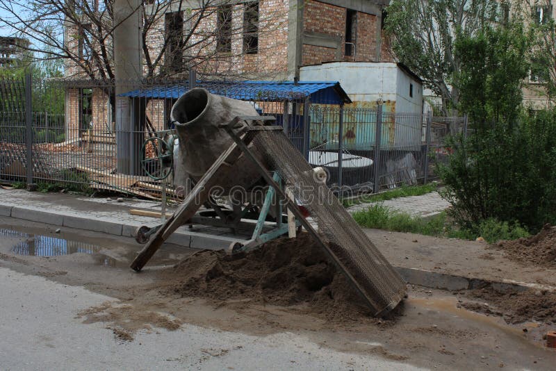Old cement mixer stock photo. Image of work, concrete - 56749562