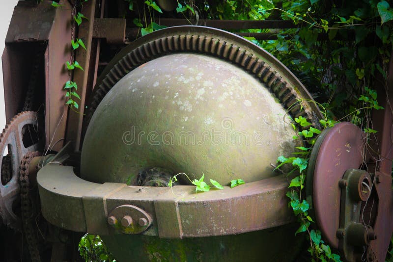Old cement mixing machine stock image. Image of grass - 259328899