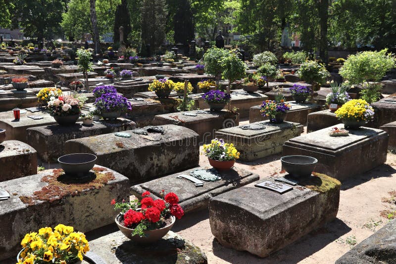 Old cemetery in Germany stock image. Image of medieval - 130380727