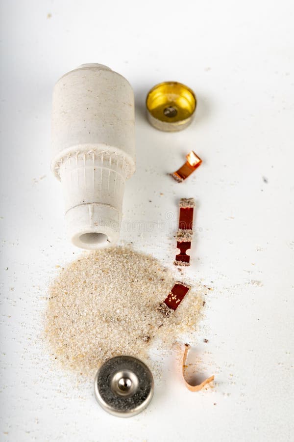 Old Ceramic Electric Fuse. Blown and Badly Repaired Security for Energy ...