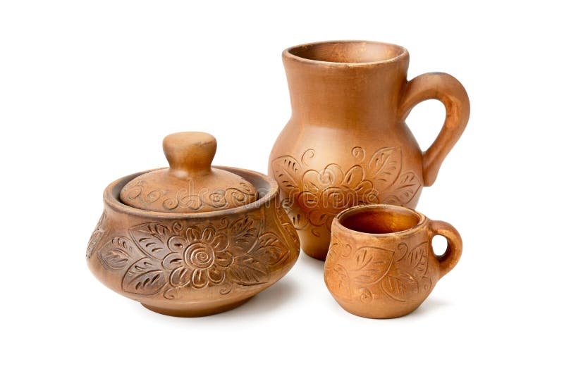 Old Ceramic Pot - Kitchen Retro Equipment Of Cooking Isolated On White ...