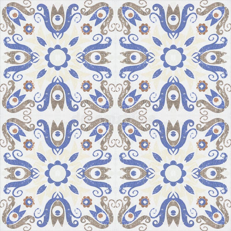 Old Ceramic Tiles Patterns in the Park Public. Stock Illustration ...