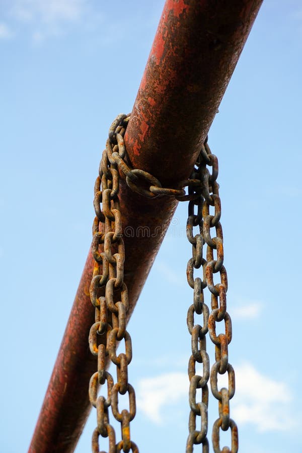 Old chain on iron pole stock image. Image of pole, grunge - 109059015
