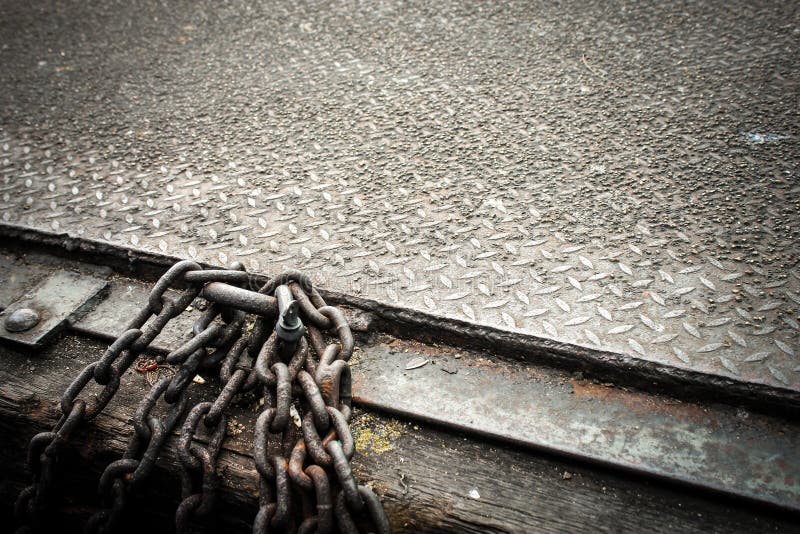 Old Chain and Metal Sheet Floor Stock Image - Image of wood, texture ...