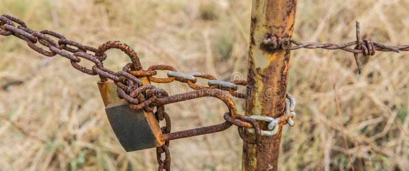 The Old Chain is Rusty and the Lock Stock Image - Image of shape ...
