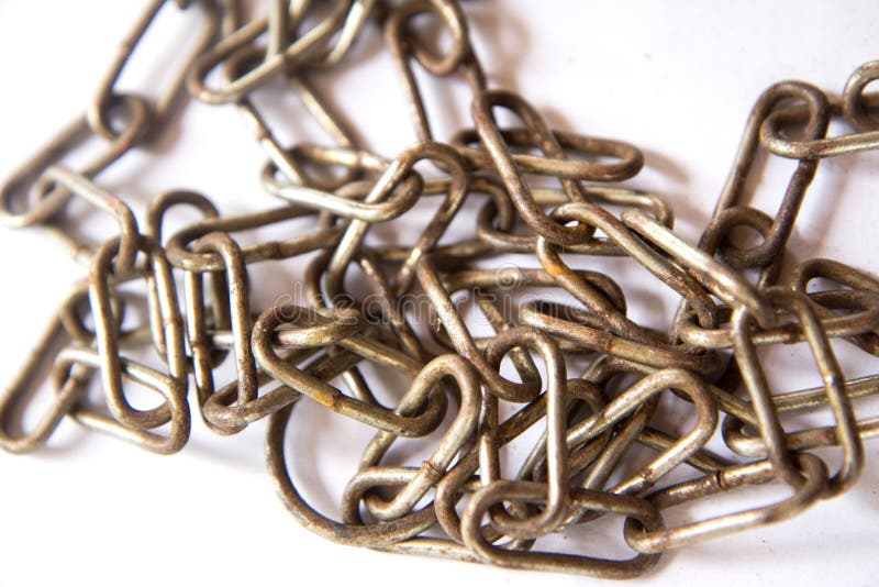Old Chains, Closeup of Rusty Chain on White Background Stock Image ...