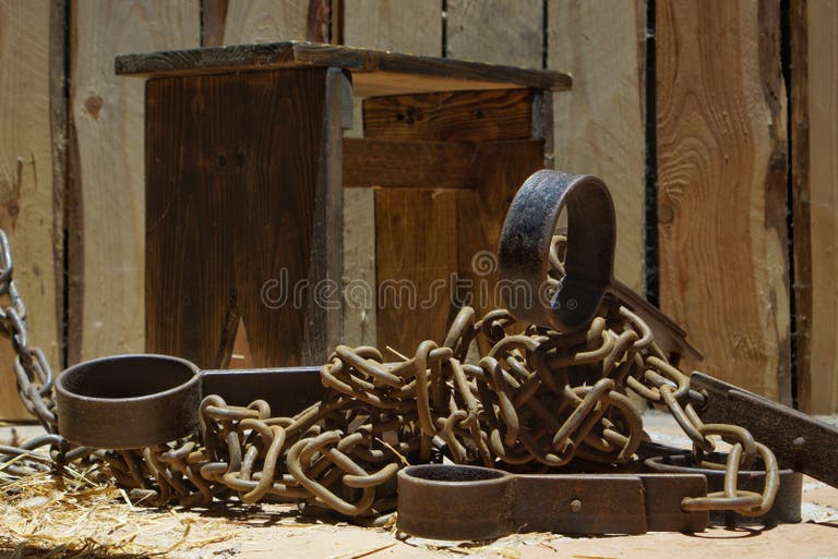 Old chains and shackles stock image. Image of grunge - 229486247