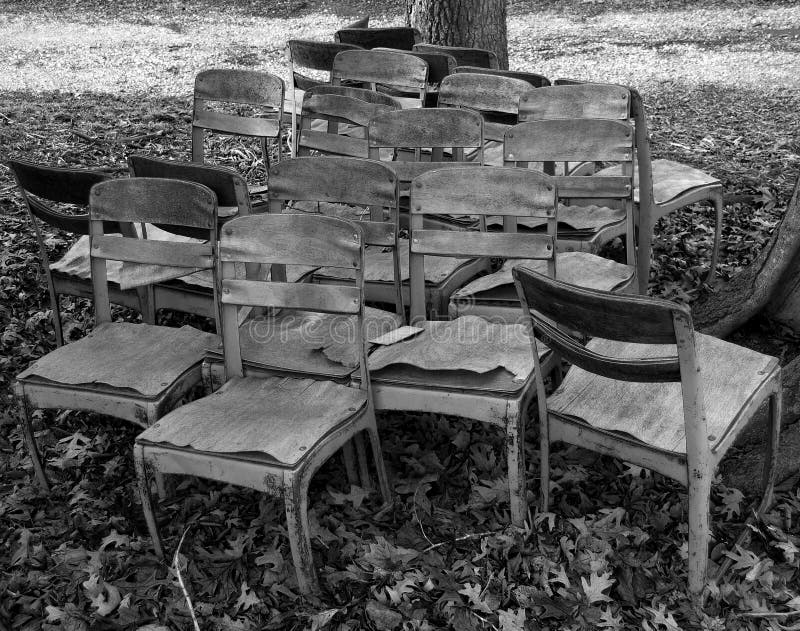 Old Chairs Under Maple Tree Stock Image - Image of ranch, weathered ...