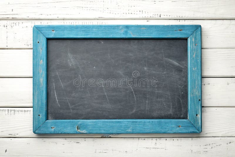 Old Chalkboard on Blue Wood â€ Vintage Classroom Design Stock ...