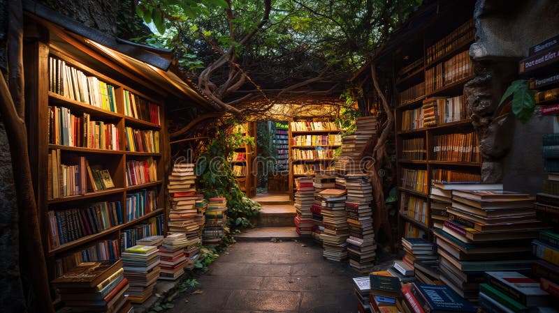 Old Charming Bookstore Overflowing with Books Stock Photo - Image of ...