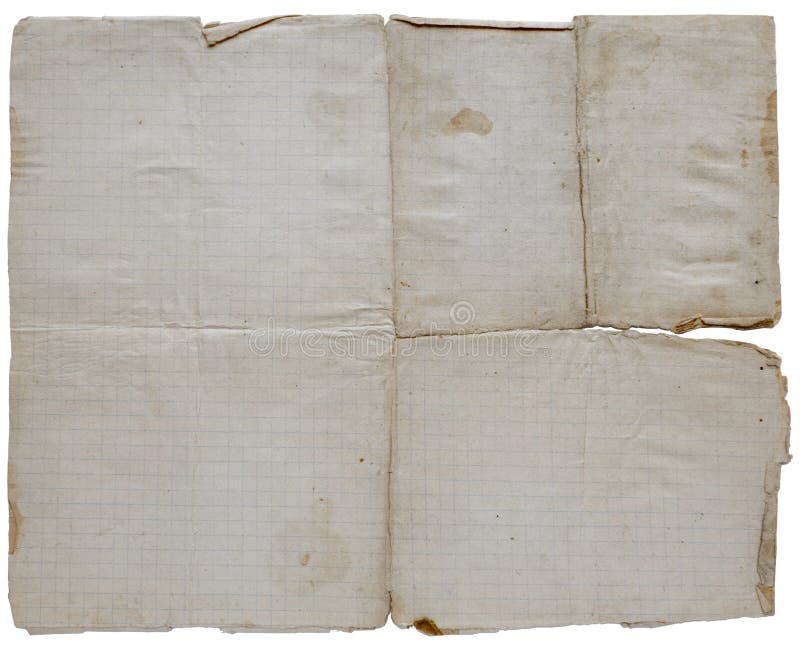 Old Checkered Paper Texture.Badly Demaged Yellowed Old Document. Stock ...
