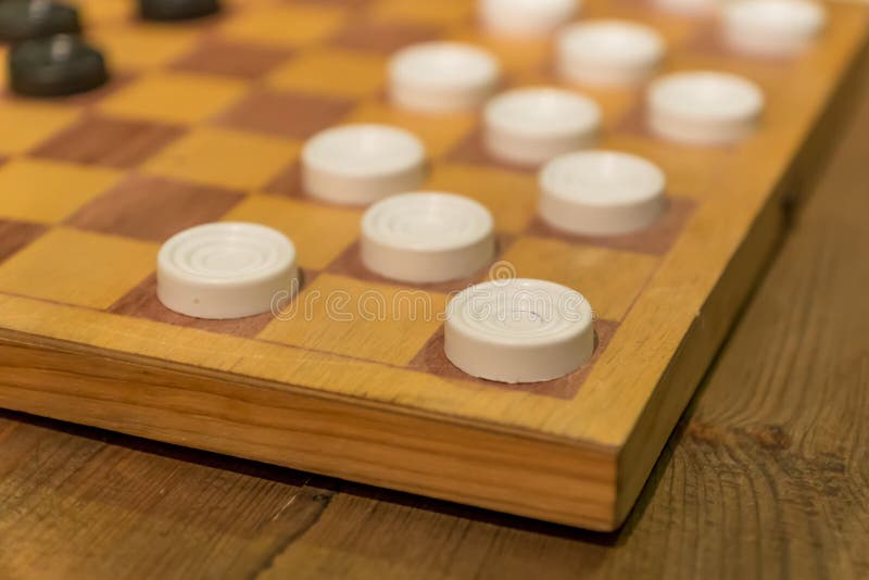 Old checkers close-up stock image. Image of logic, board - 178042913