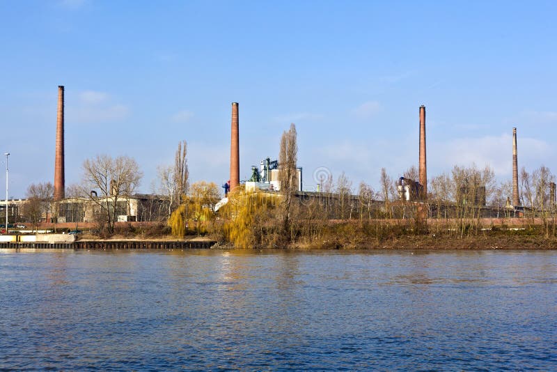 Old Chemical Plant at River Main Stock Photo - Image of riverside ...