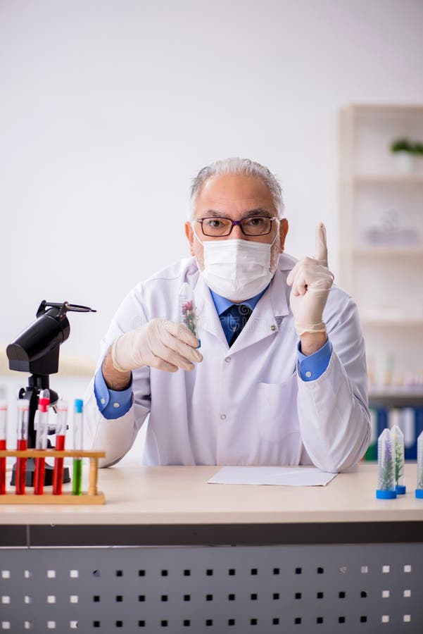 Old Male Chemist in Drugs Synthesis Concept Stock Image - Image of ...