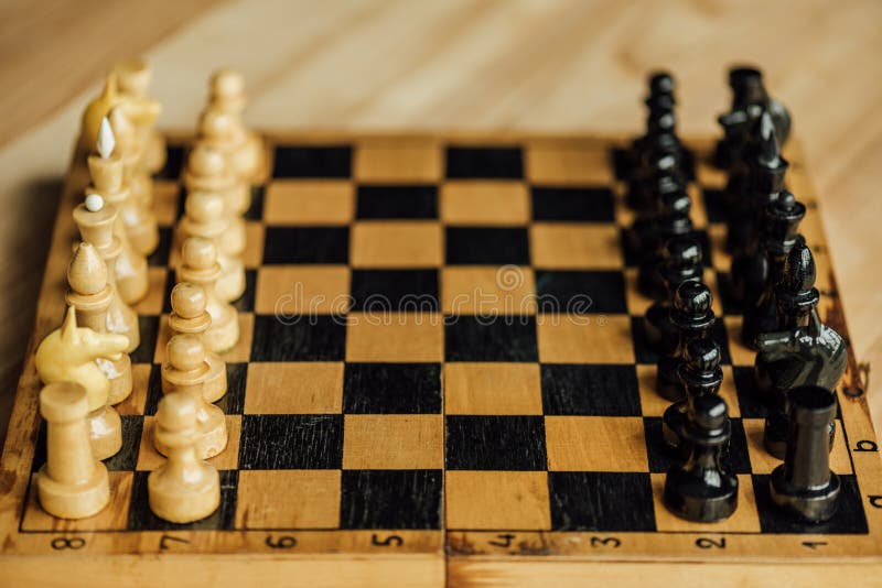 Old Chess Board Set for a New Game at Home Stock Image - Image of ...