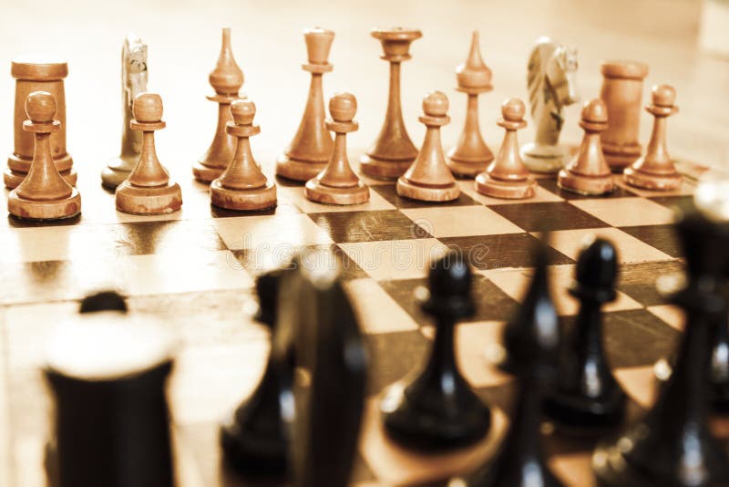 Old Chess Pieces on the Board Stock Photo - Image of championship ...