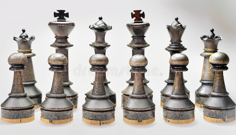 Old Chess Pieces in the Foreground. Stock Illustration - Illustration ...