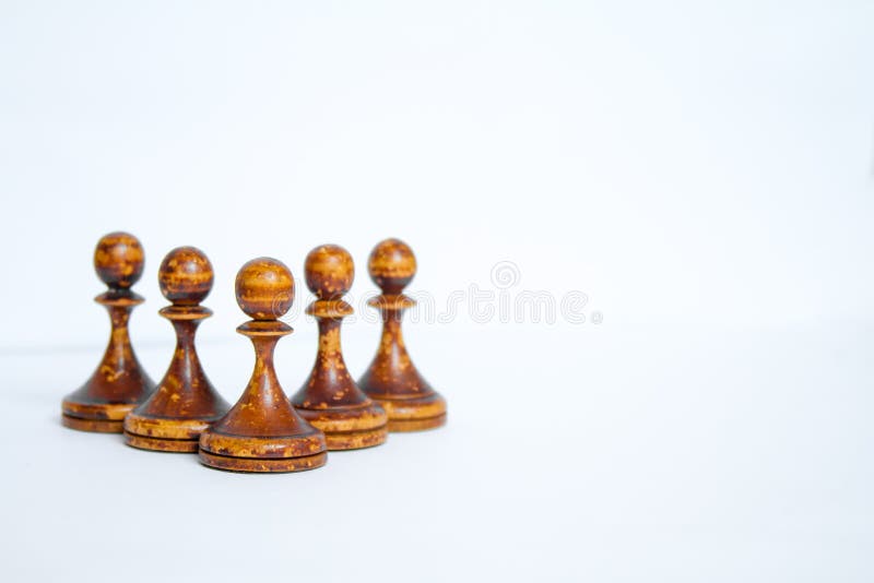 Old Chess Pieces on a White Background Stock Image - Image of master ...