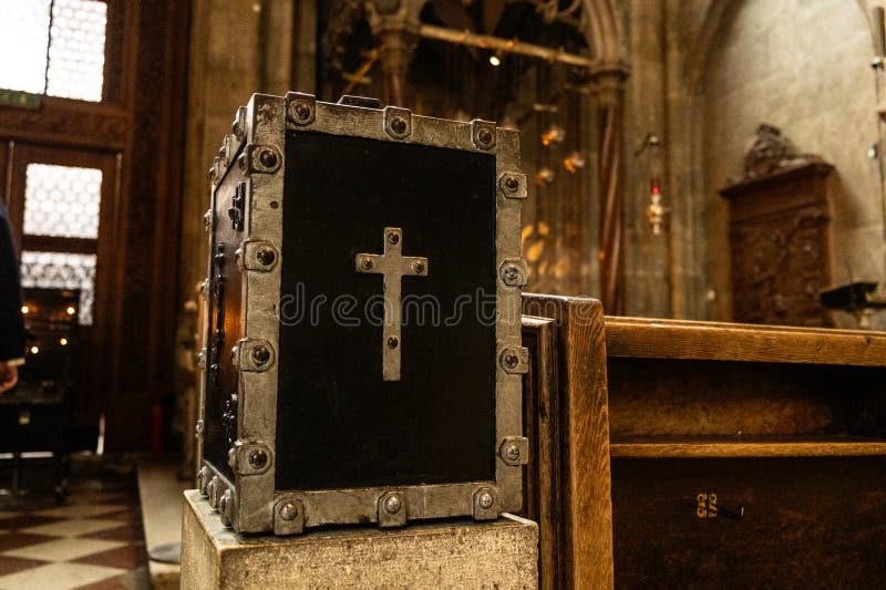 An Old Chest Container Box for Collecting Donations and Alms in a ...