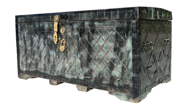 Old Chest With Lock On A White Background. Isolate Stock Image - Image ...