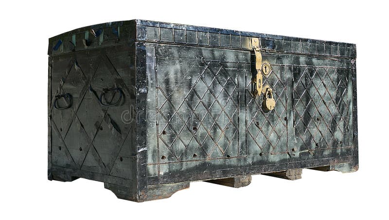Old Chest with Lock on a White Background. Isolate Stock Photo - Image ...