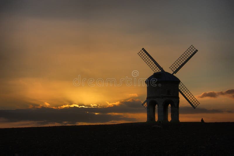 The Old Chesterton Windmill at Dusk Sunset Stock Image - Image of stone ...