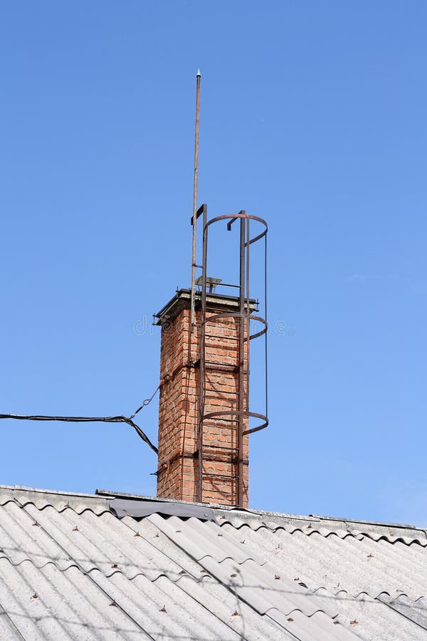 Old Chimney and Ladder on the Roof Stock Image - Image of soot, pylon ...