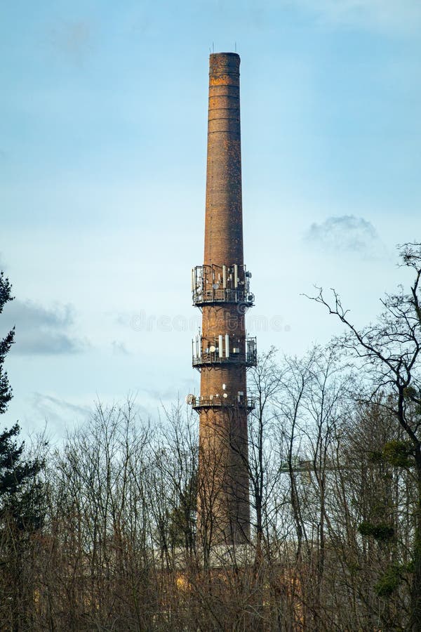 Old Chimney from Red Bricks in Ostrava Svinov District, Vertical Stock ...