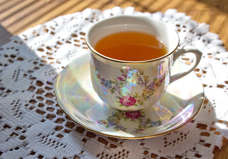 Old China Tea Cup with Pattern of Flowers Stock Photo - Image of ...