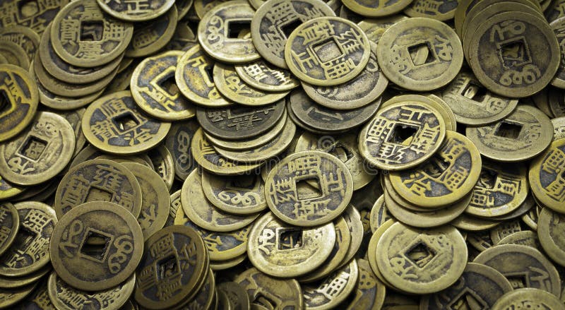 Chinese Coins on string stock photo. Image of lucky, characters - 12572