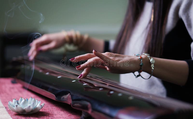 The Old Chinese Instrument- Guqin Stock Image - Image of musical, music ...