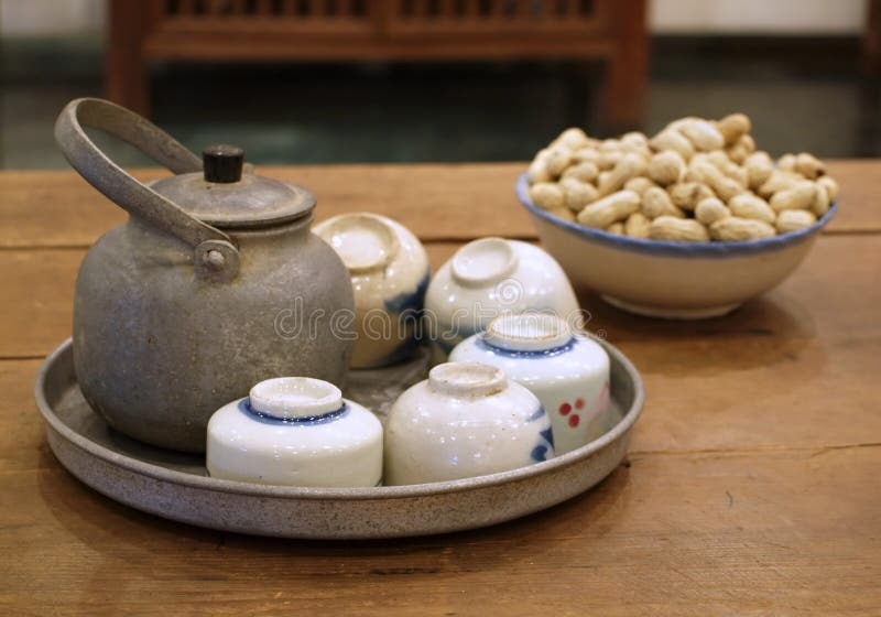 Old Chinese Tea Set stock image. Image of corrosion, wooden - 12355567