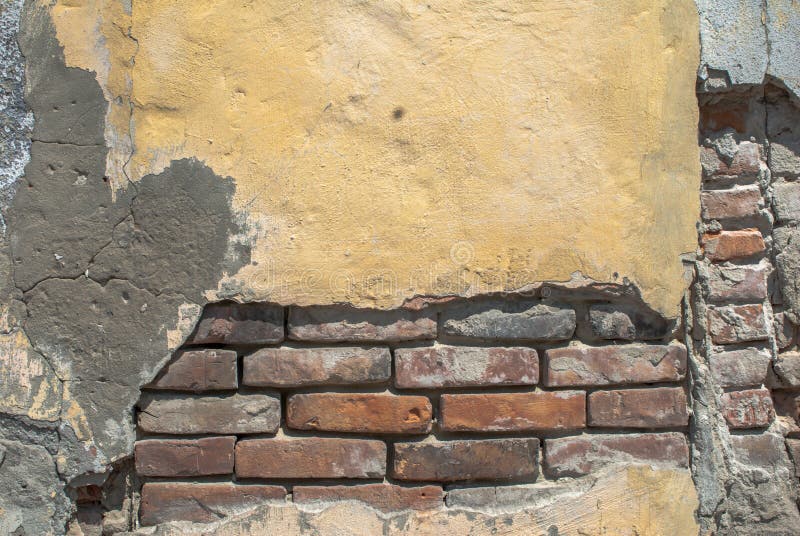 Old Chipped Plaster on the Brick Wall Texture Background Stock Photo ...