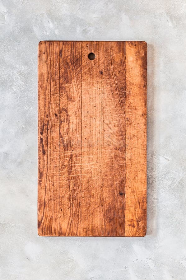 Old Chopping Board on Grey Background Stock Photo - Image of copyspace ...