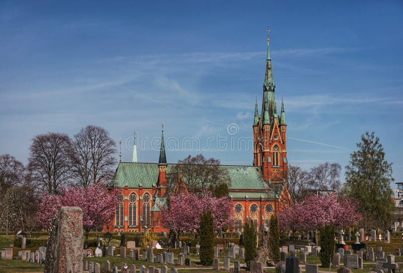 Old Church on Graveyard during Spring Stock Image - Image of church ...