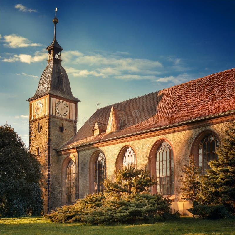 Old Church with Large Windows, AI Generated Stock Illustration ...