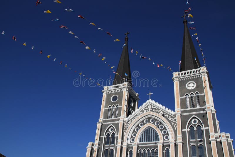 Old Church with Maria Statue in Thailand. Stock Photo - Image of blue ...