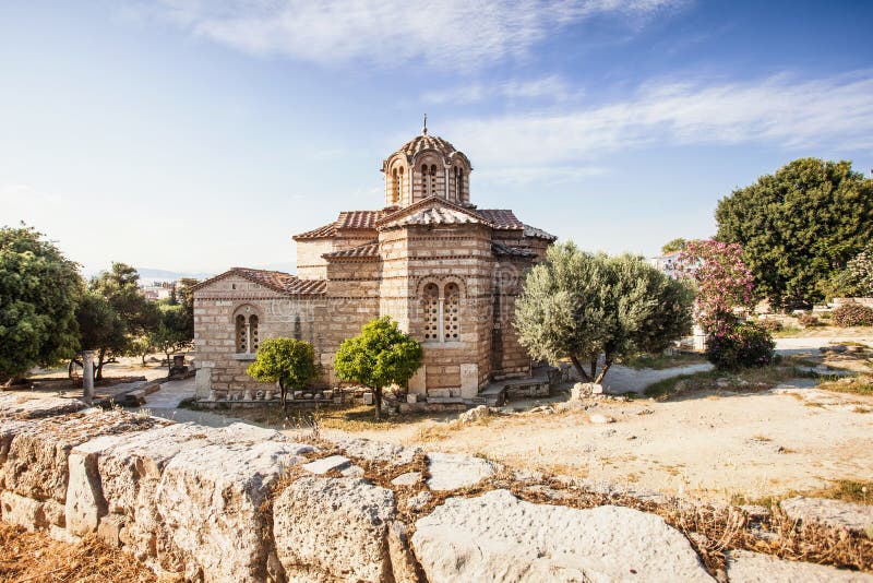 Old Church, Plaka District, Athens, Greece Stock Photo - Image of blue ...