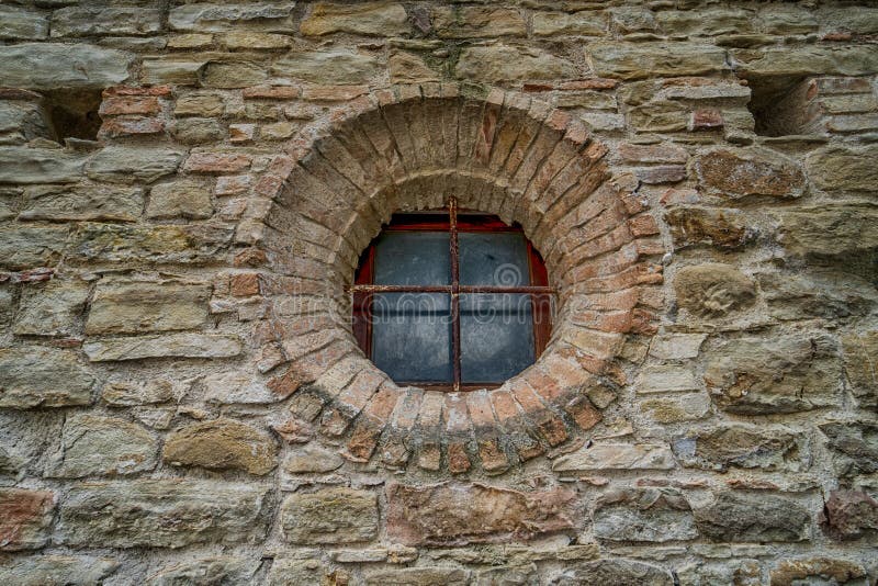 Old Church Round Window on Bricks Wall Stock Image - Image of stone ...
