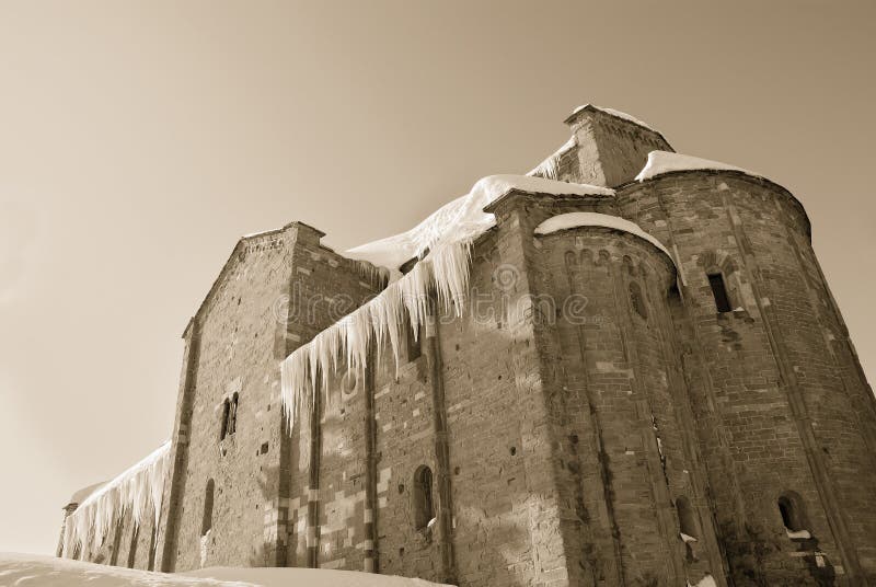 Old Church with Snow and Ice Stock Photo - Image of isolated, historic ...