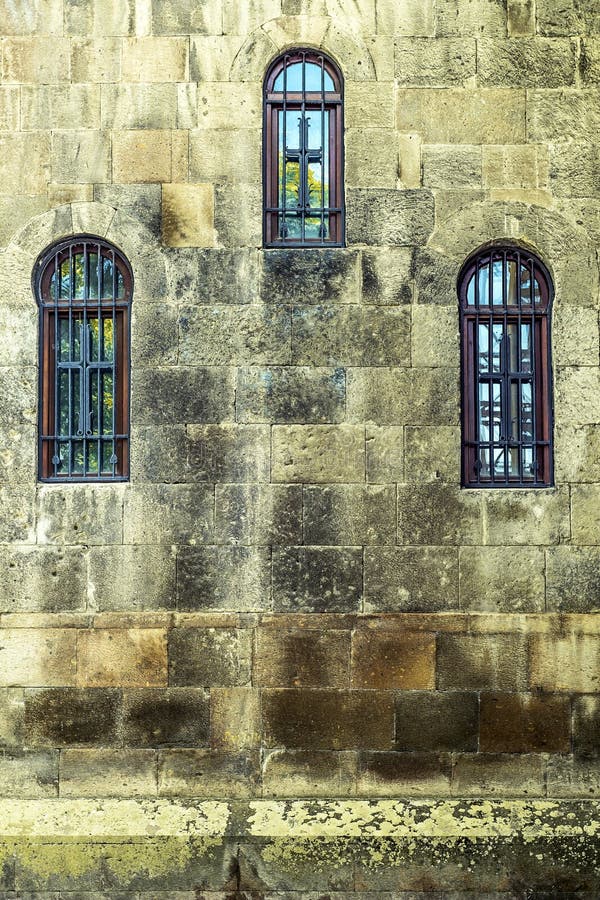 Old Church Wall with Three Windows. Stock Photo - Image of christian ...