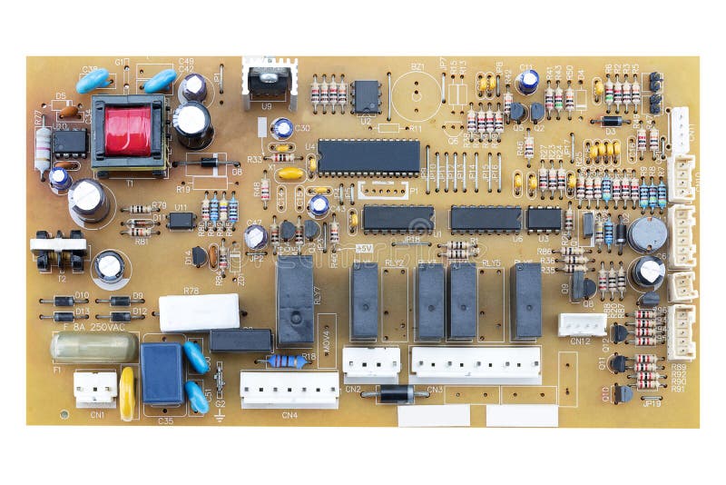 Old Circuit Board on White Background with Clipping Path Stock Image ...