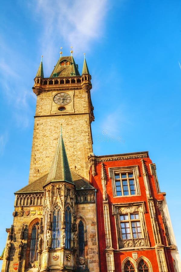 Old City Hall In Prague Early In The Morning, Czech Republic Stock ...