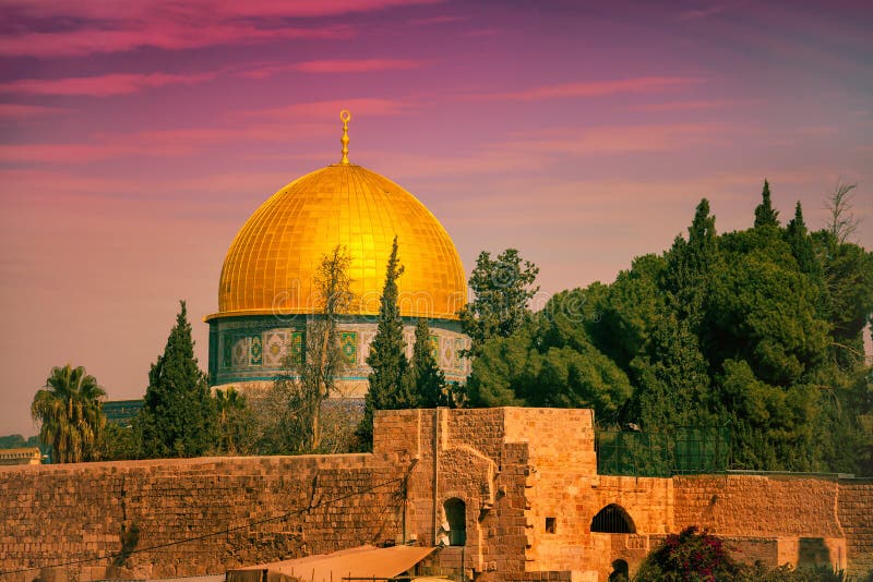 Old City Jerusalem at Sunset Stock Image - Image of aqsa, landmark ...