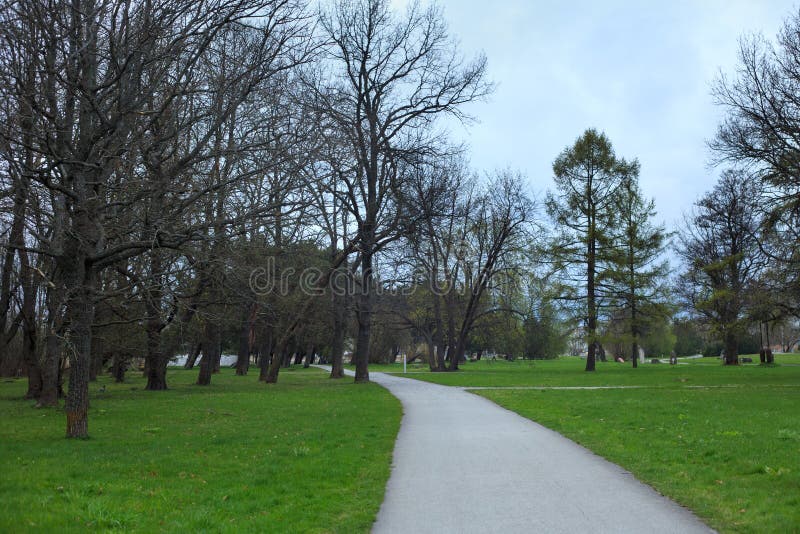 Old City Park in Overcast Weather at the Evening Stock Photo - Image of ...