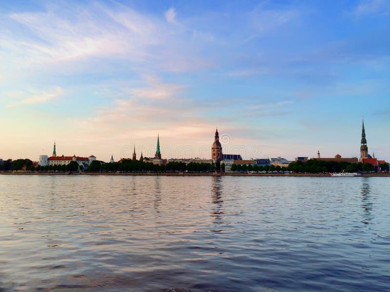 Old City Riga on Other River Bank Stock Photo - Image of latvia ...